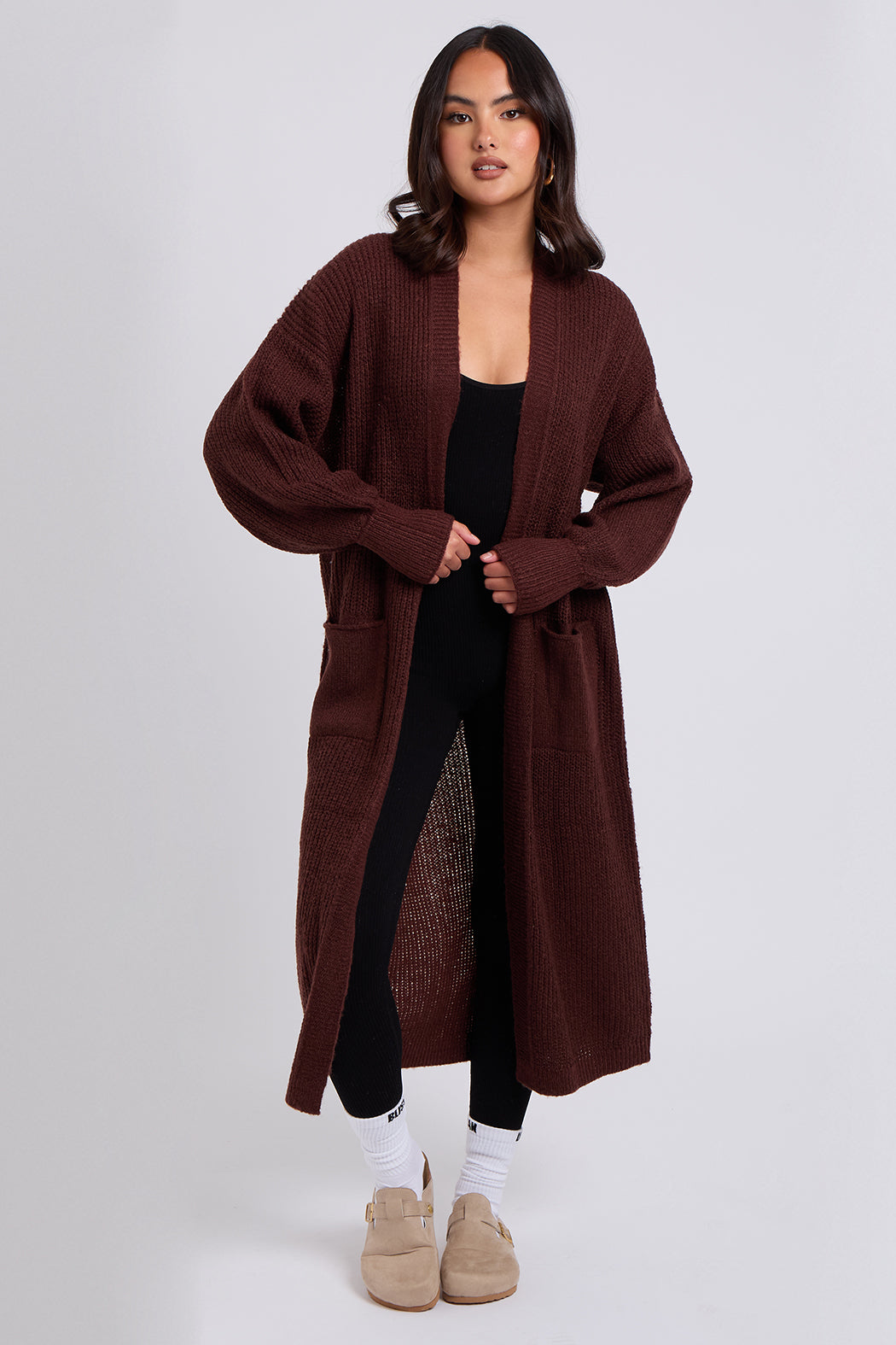 Chocolate Chunky Longline Cardigan – Urban Bliss