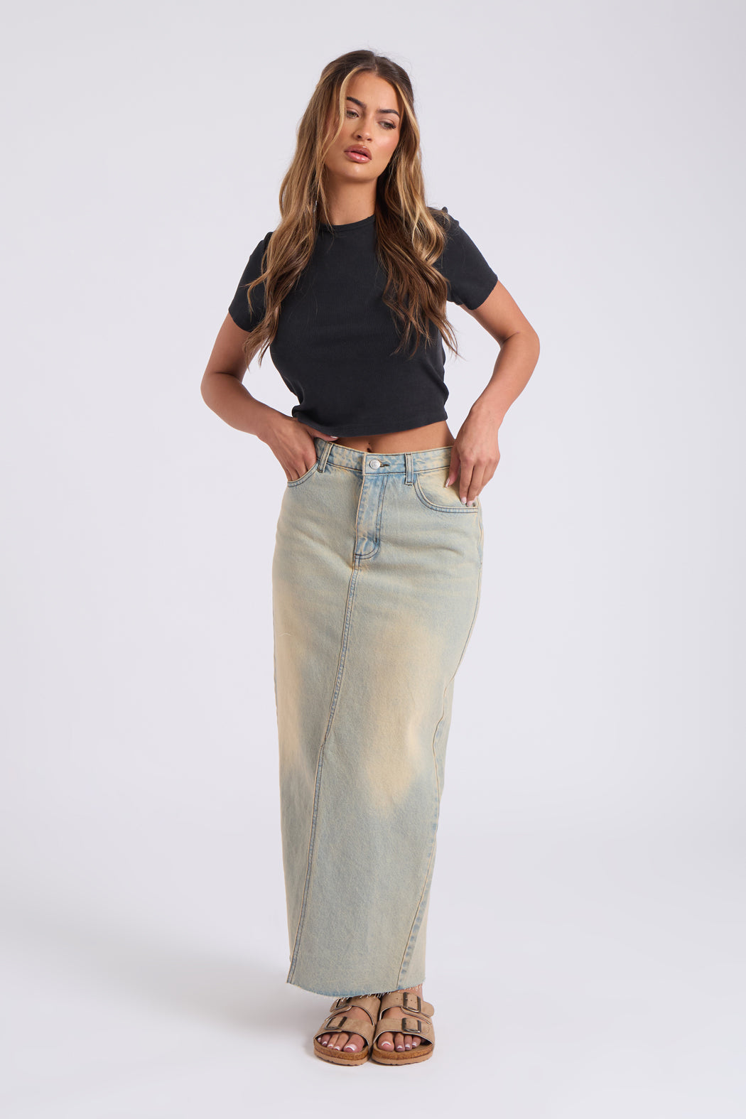 Bleach Split Front Maxi Skirt – Urban Bliss