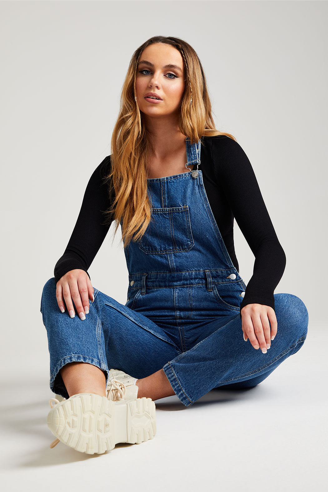Mid Blue Traditional Long Dungaree – Urban Bliss